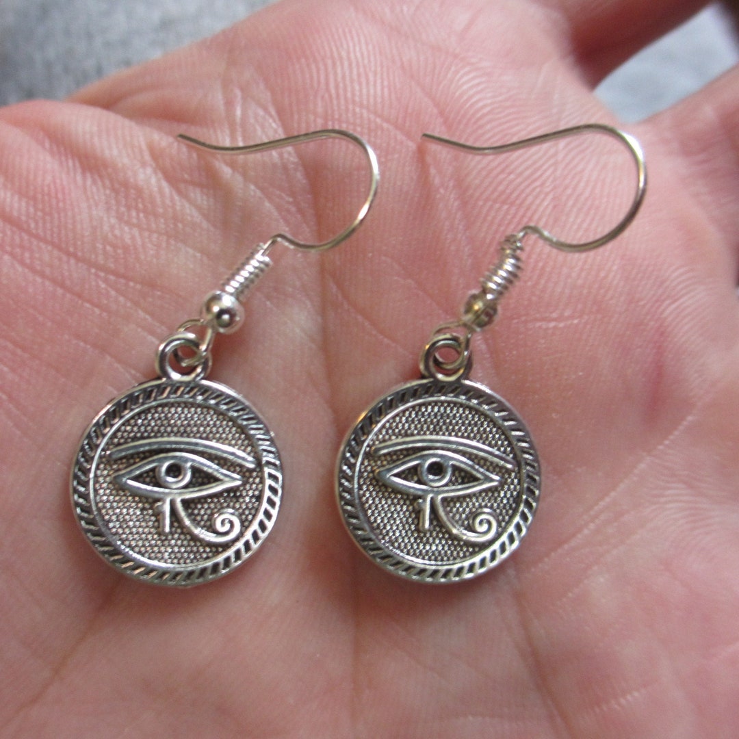 Eye of Horus Earrings: Small Silver Tone Egyptian Charm Jewelry - Etsy