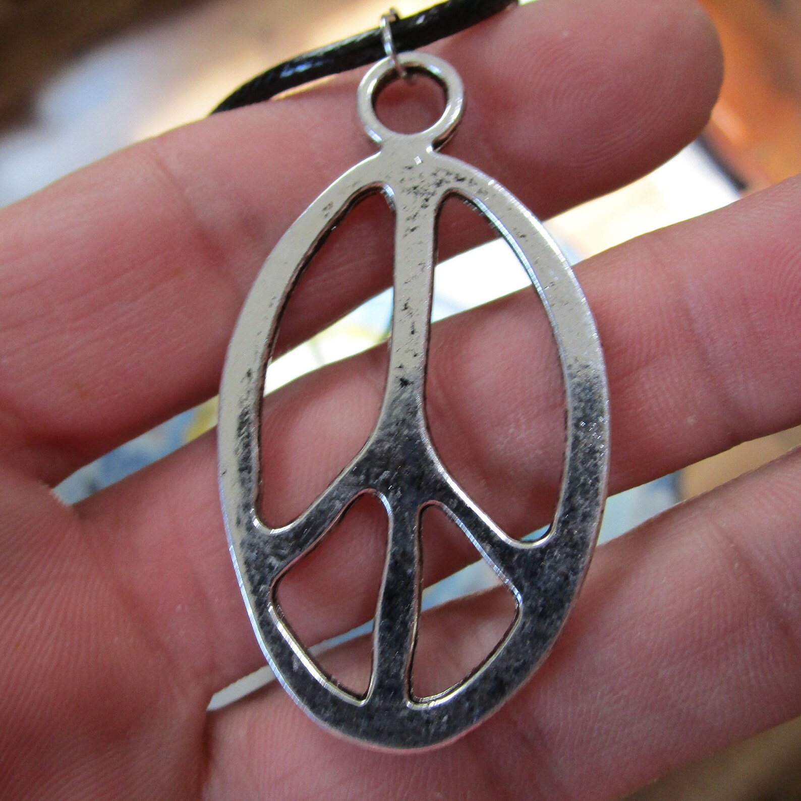 PEACE SIGN Hippie NECKLACE 19lg. W/ Silver Tone | Etsy