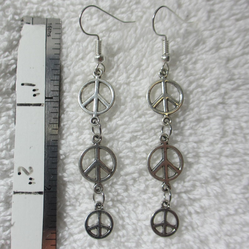 Peace Sign Earrings: Hanging Hippie Jewelry - Etsy
