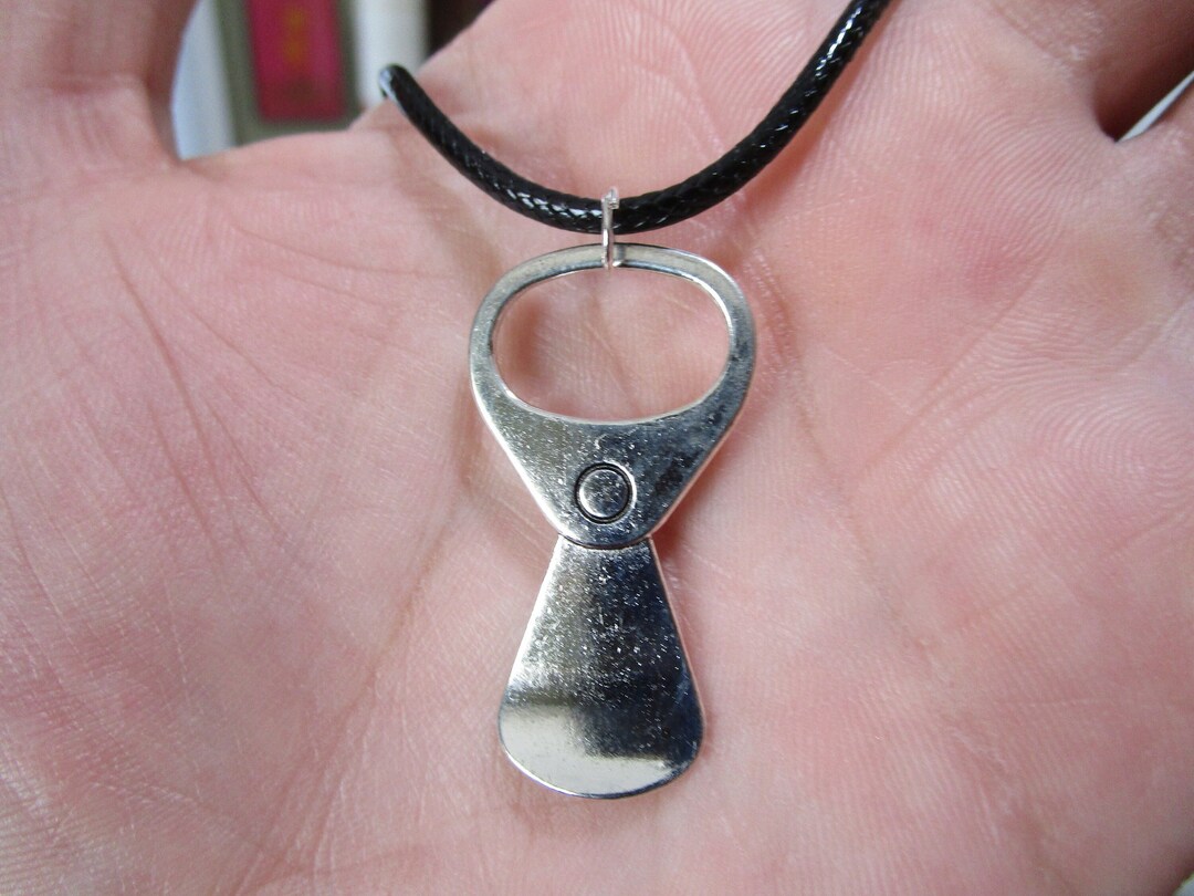 Beer Tab 19" Necklace: Metal Pop-top Charm on Black Cord - Etsy