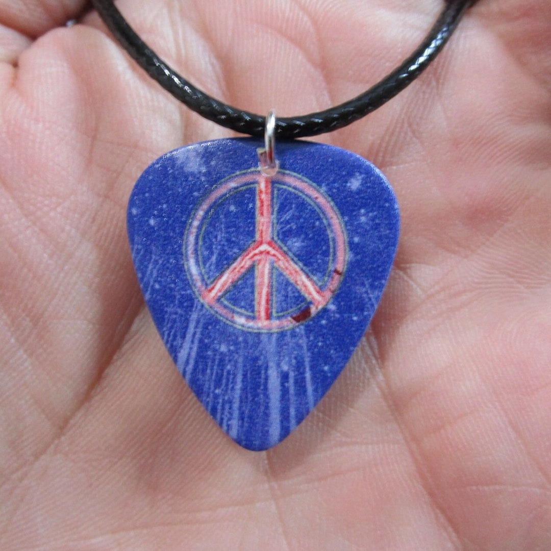 Peace Sign Guitar Pick 19" Necklace: Psychedelic Hippie Jewelry - Etsy