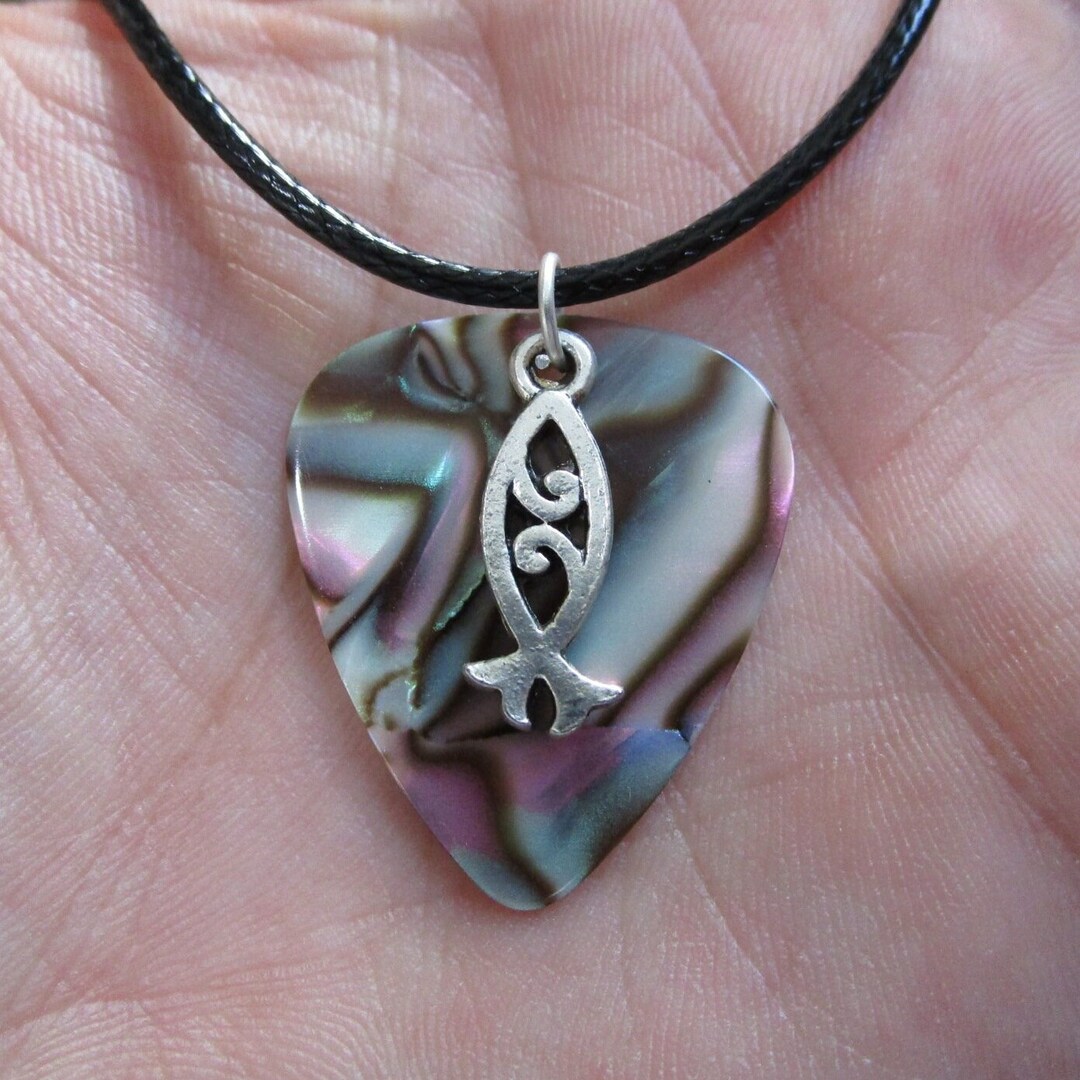CHRISTIAN FISH Symbol 19 NECKLACE Abalone Pearl Pattern - Etsy