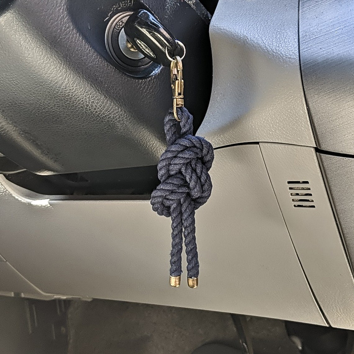 Nautical Knot Cotton Rope Keychain in Navy Blue Antique | Etsy