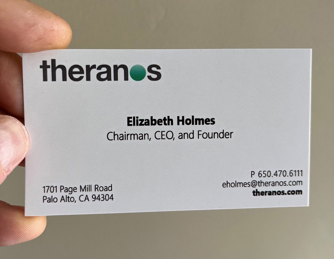 Conversation Starter! Elizabeth Holmes Theranos Business Card - Etsy