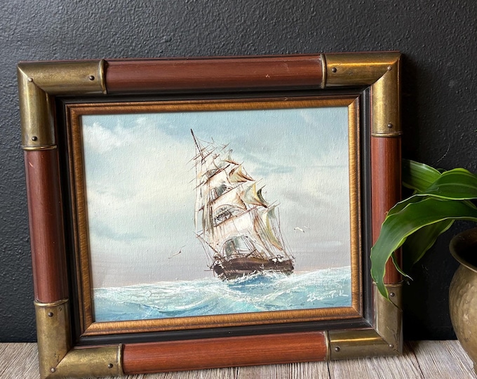 Vintage Signed Brian Pak Clipper Ship Oil Painting #877328, Wood and ...