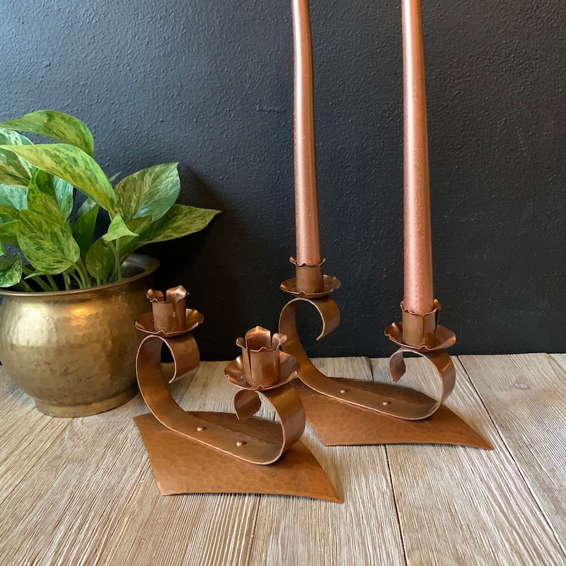 Copper Candlesticks - Etsy UK