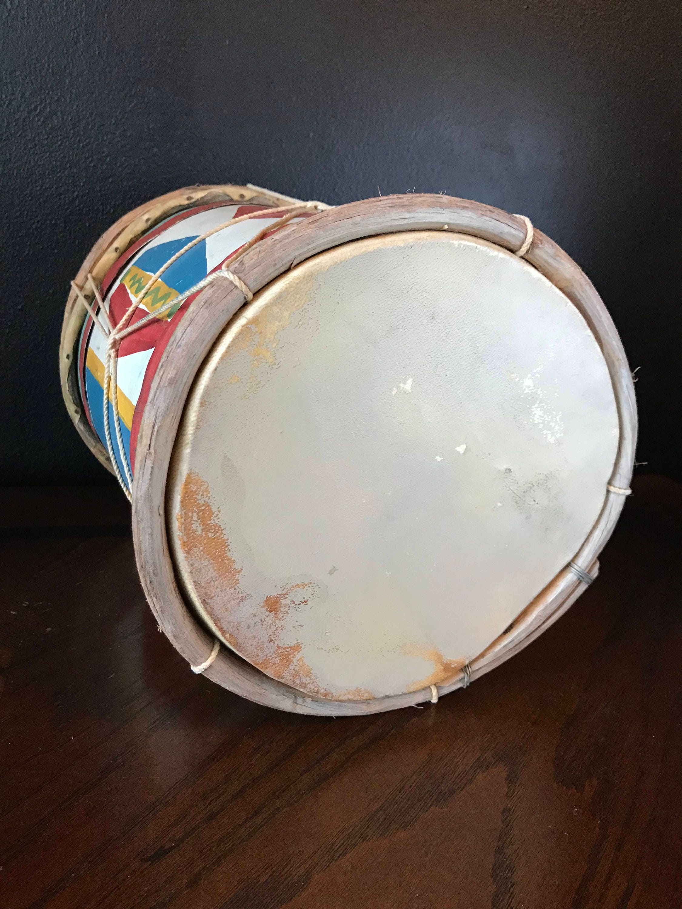 Vintage Tribal Hand Made Drum Hand Painted Drum Boho Decor Music Lovers ...