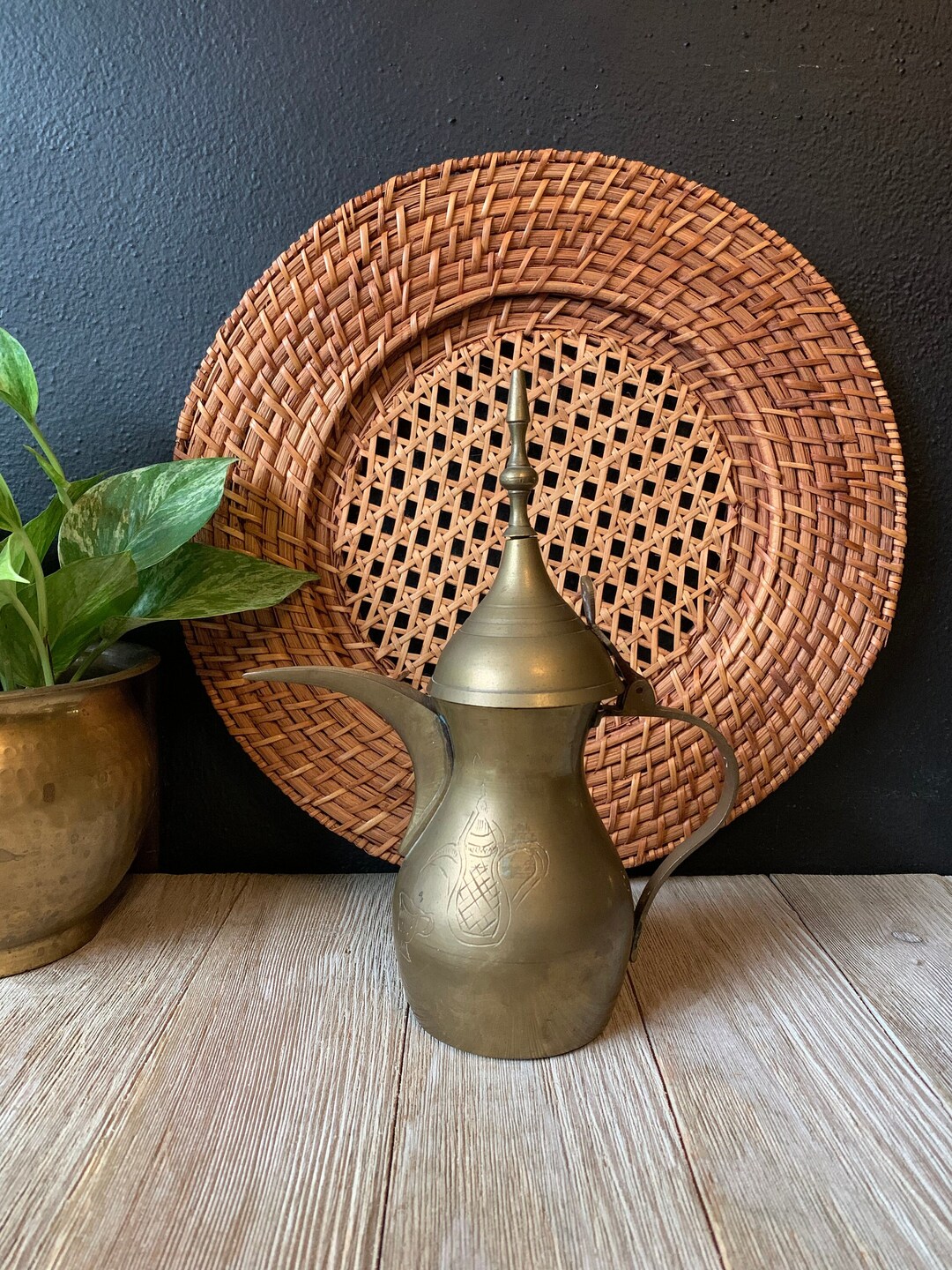 Vintage Brass Tea Pot Urn | Arabic Pitcher | Brass Dallah | Made in ...