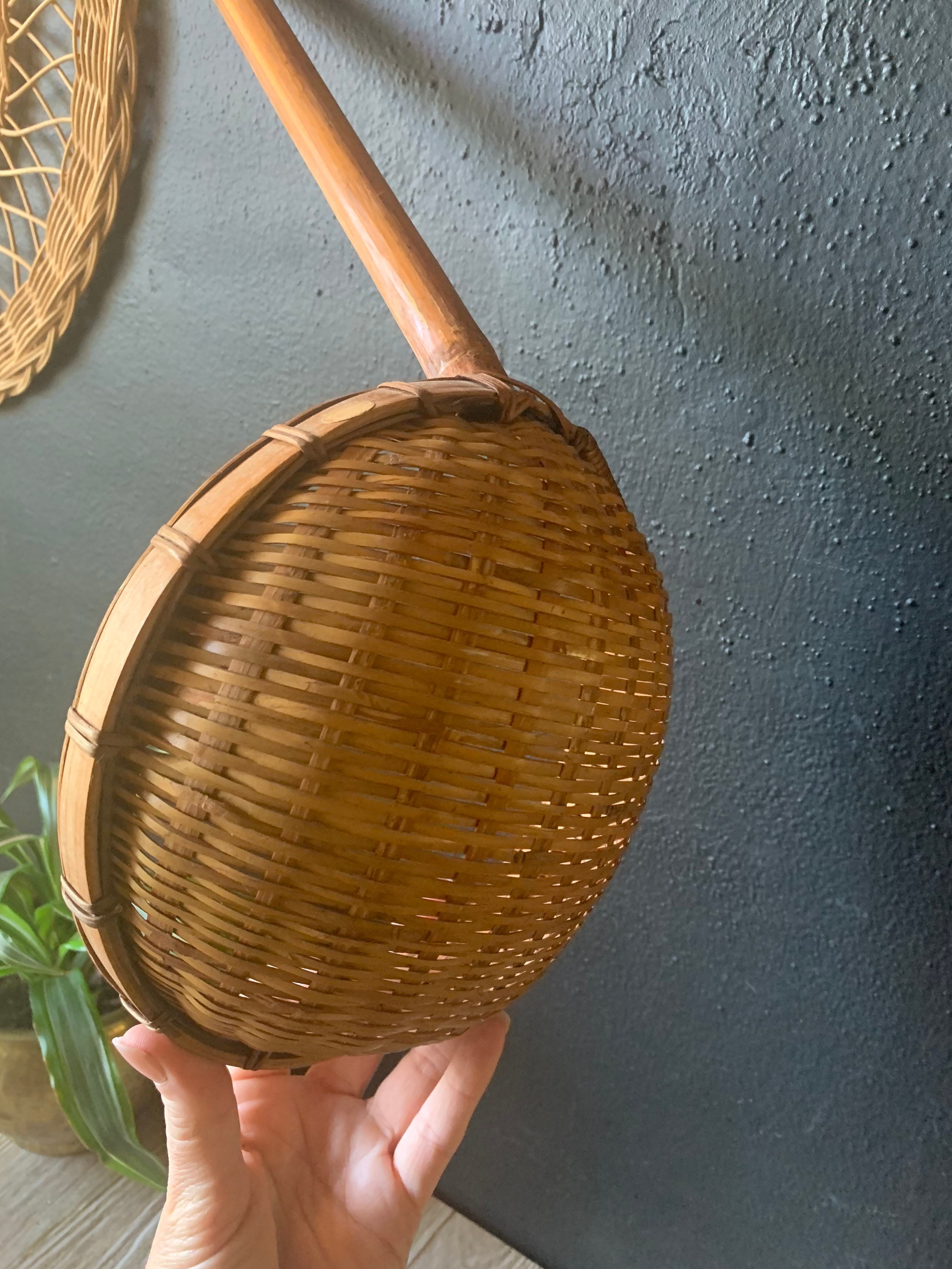 Vintage Hanging Wicker Ladle Hanging Wicker Basket Wall - Etsy