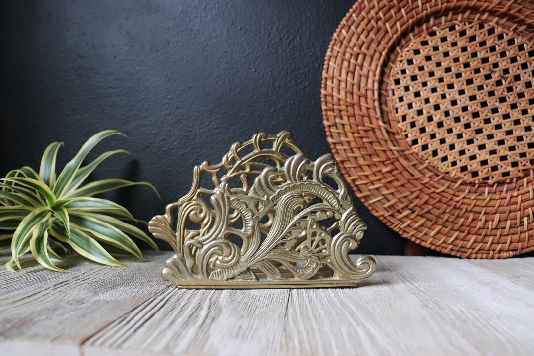Vintage Ornate Brass Napkin Holder Brass Letter Holder - Etsy