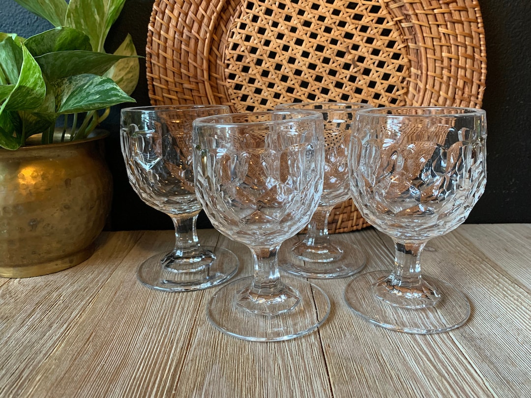 Vintage Clear Glass Water Goblets | Footed Drinkware | Wine Goblets ...