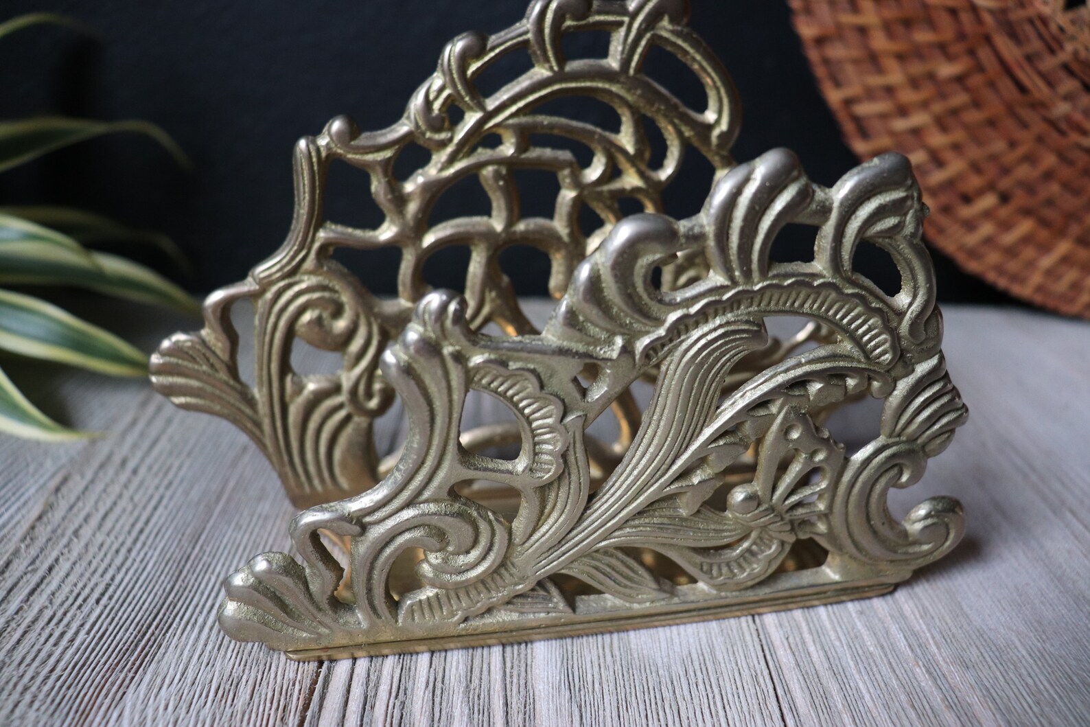 Vintage Ornate Brass Napkin Holder Brass Letter Holder - Etsy