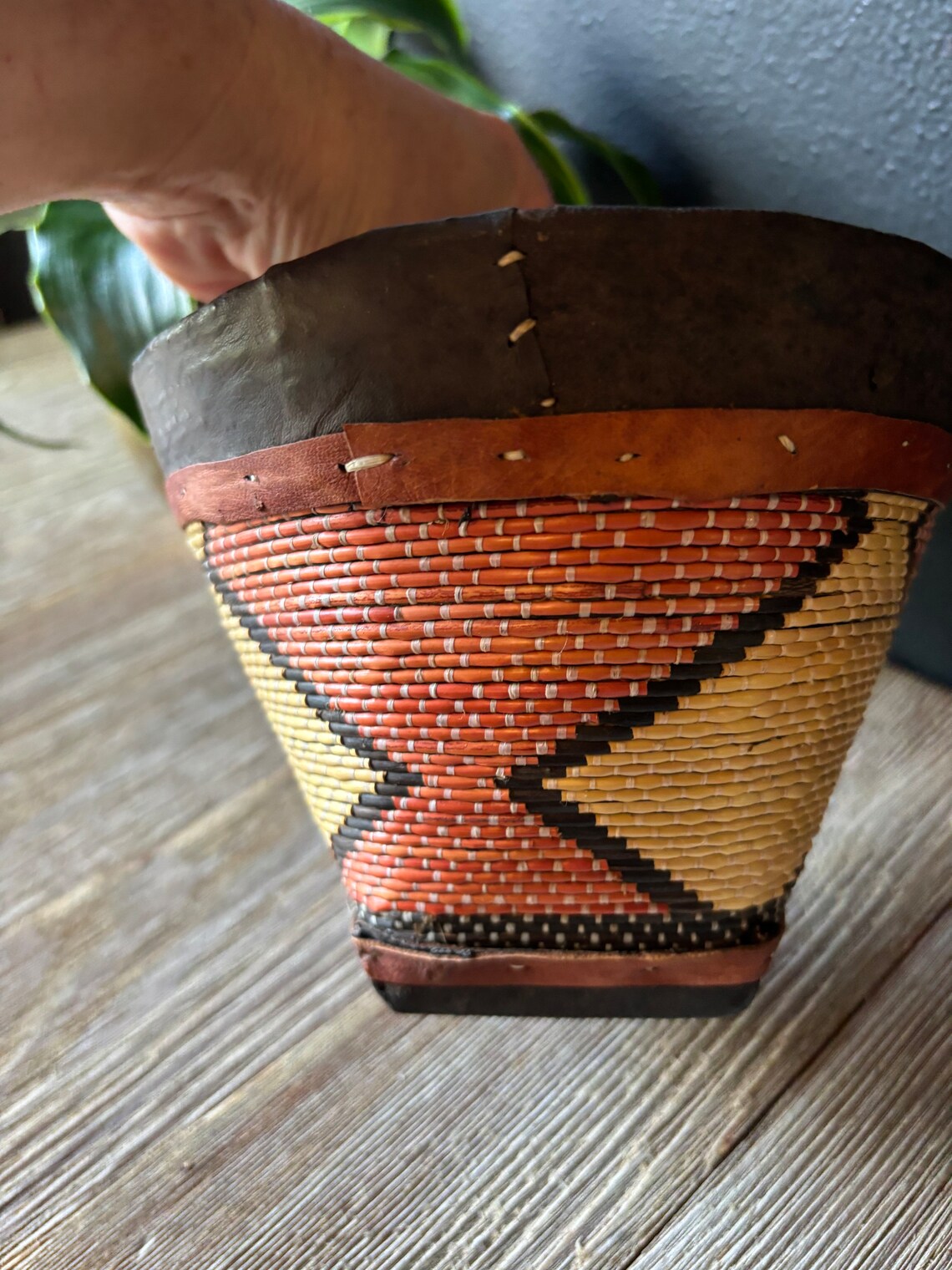 Vintage Woven Tribal Basket, Small Planter Basket, Indigenous Hand ...