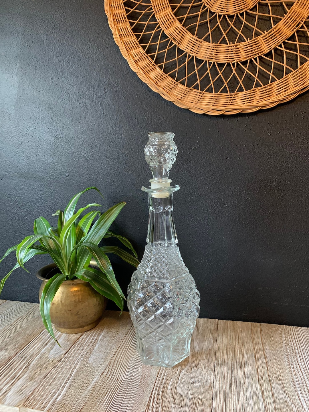 Vintage Glass Whiskey Decanter | Vintage Barware | Gift for Him ...