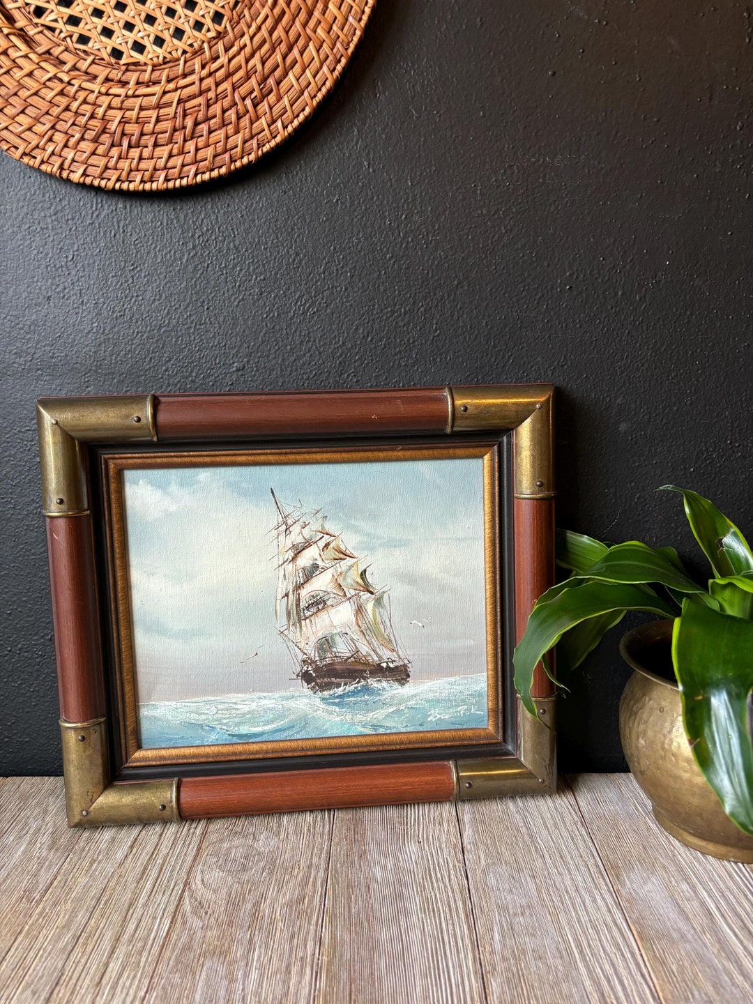 Vintage Signed Brian Pak Clipper Ship Oil Painting #877328, Wood and ...