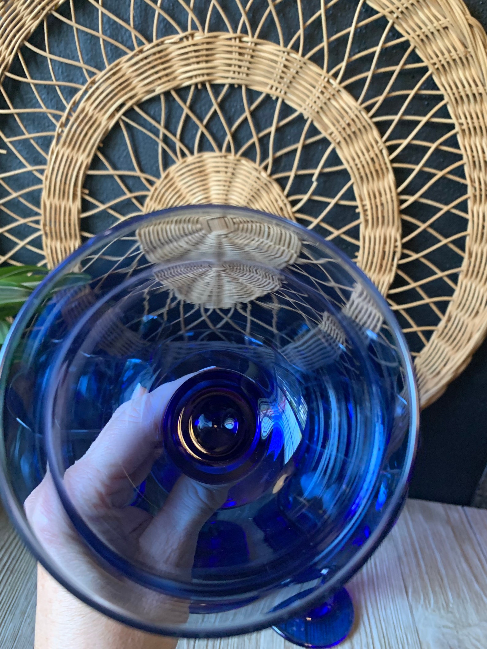 Vintage Blue Wine Glasses | Blue Footed Goblets | Vintage Barware ...