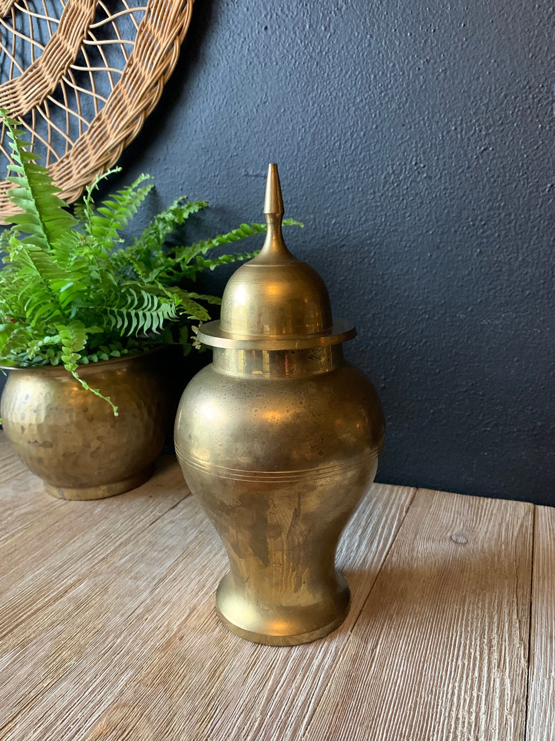 Vintage Solid Brass Ginger Jar | Temple Jar | Brass Urn | Mantelpiece ...