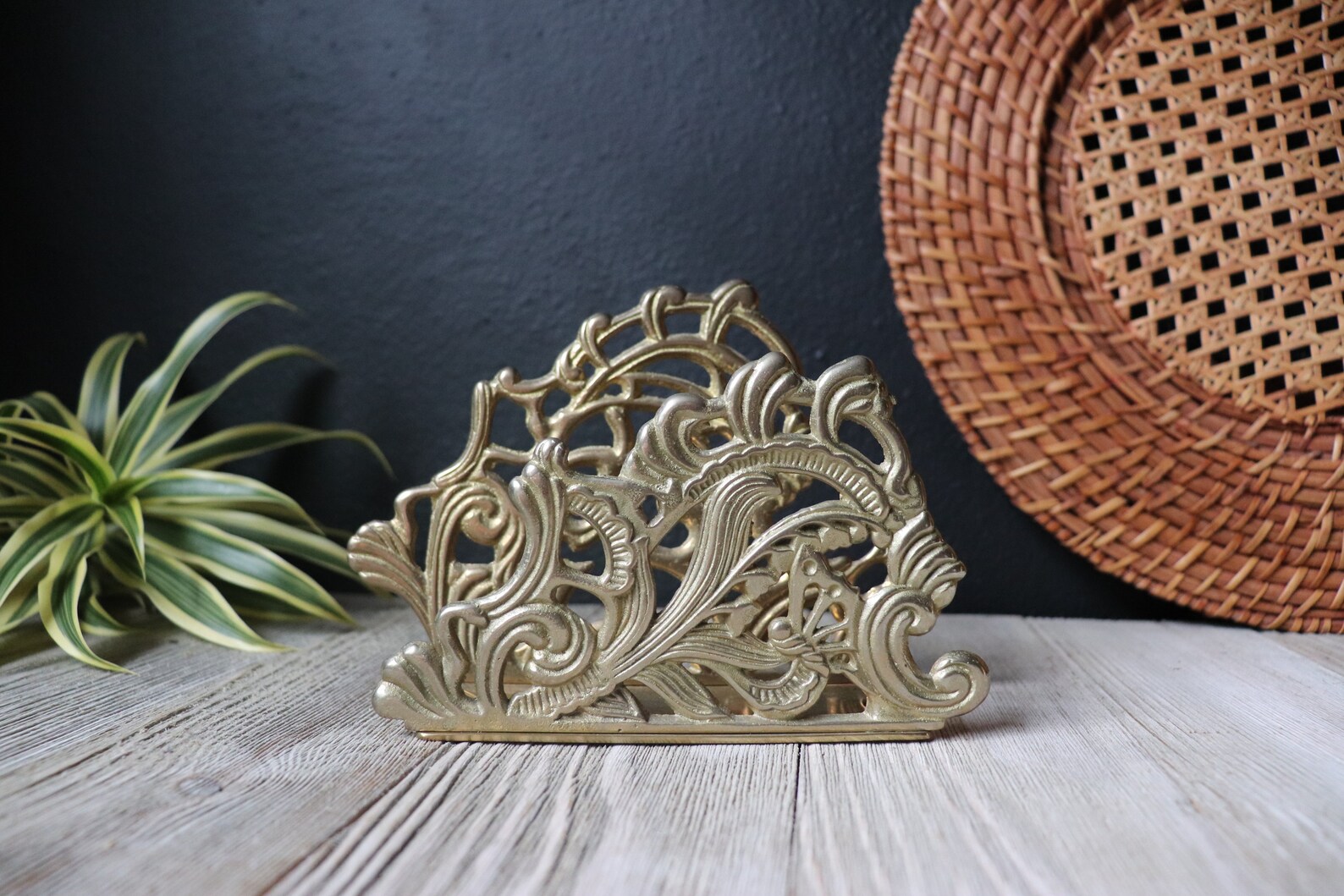 Vintage Ornate Brass Napkin Holder Brass Letter Holder - Etsy