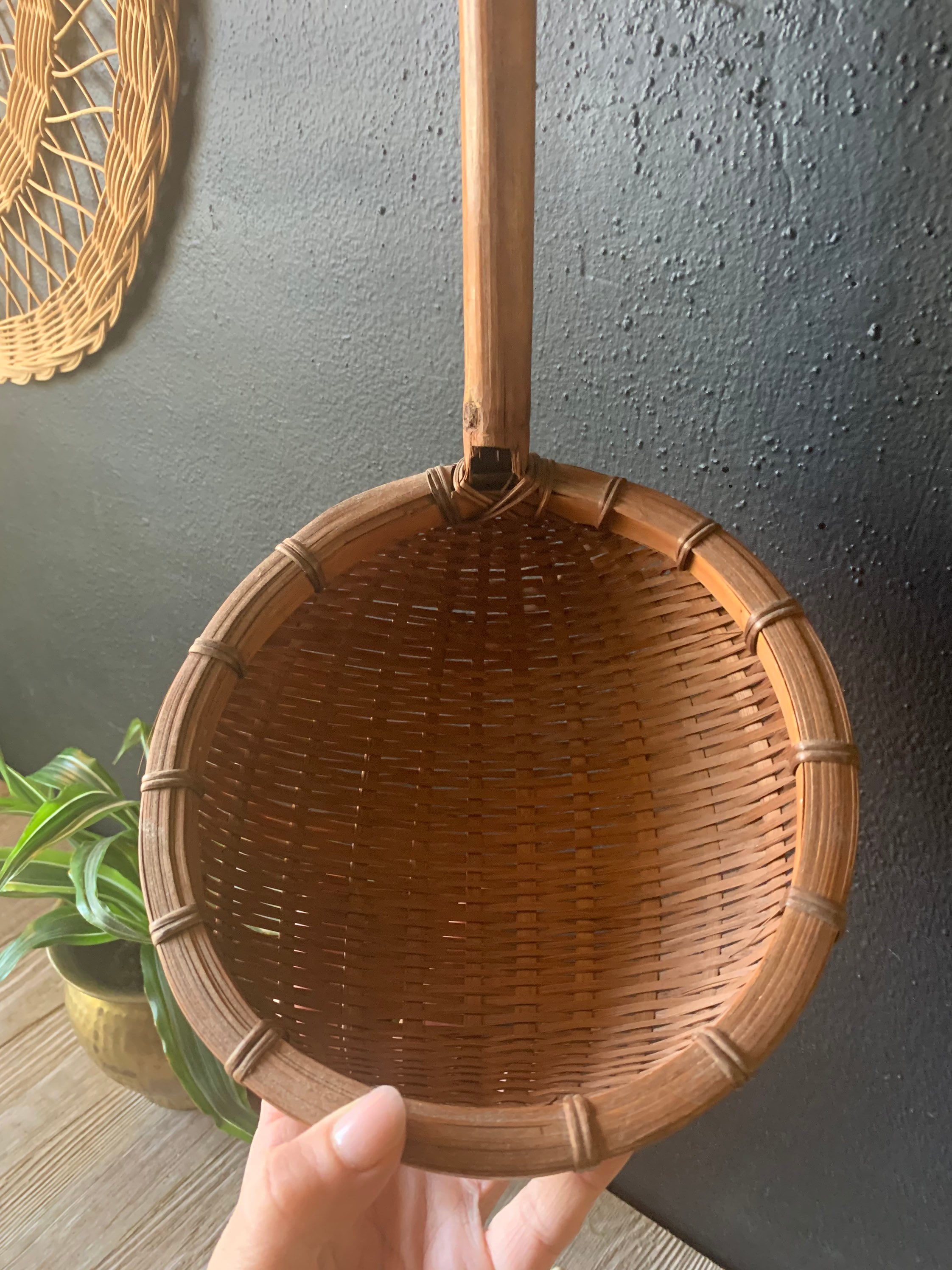 Vintage Hanging Wicker Ladle Hanging Wicker Basket Wall - Etsy