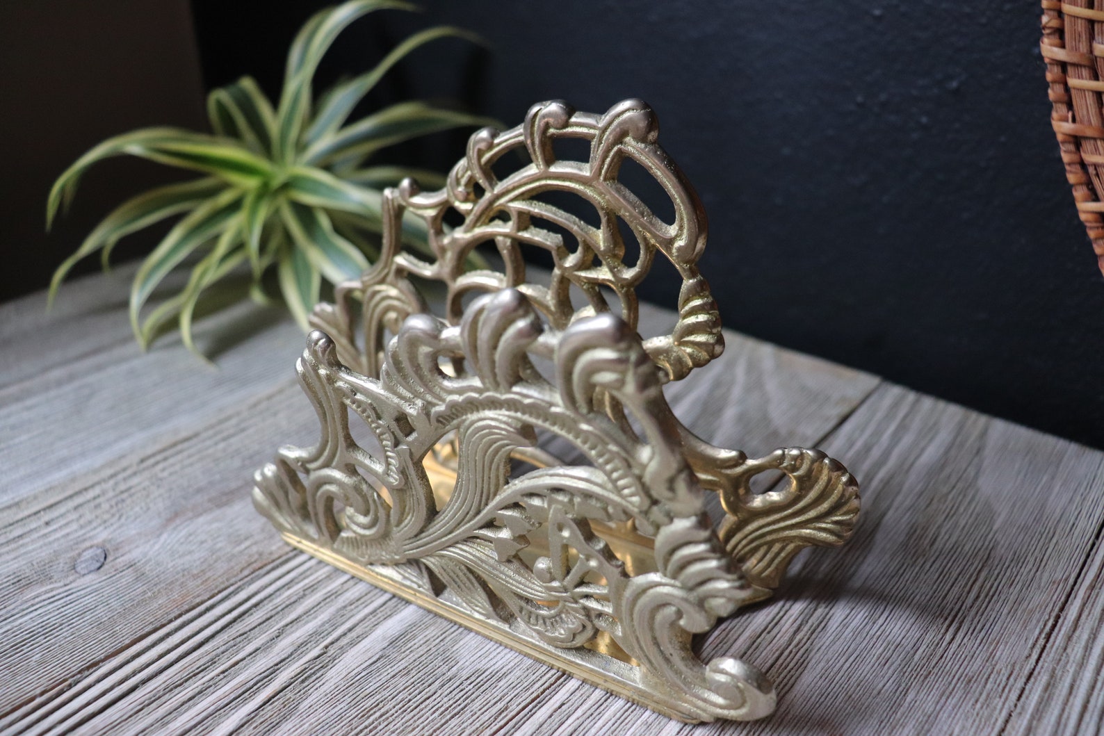 Vintage Ornate Brass Napkin Holder Brass Letter Holder - Etsy