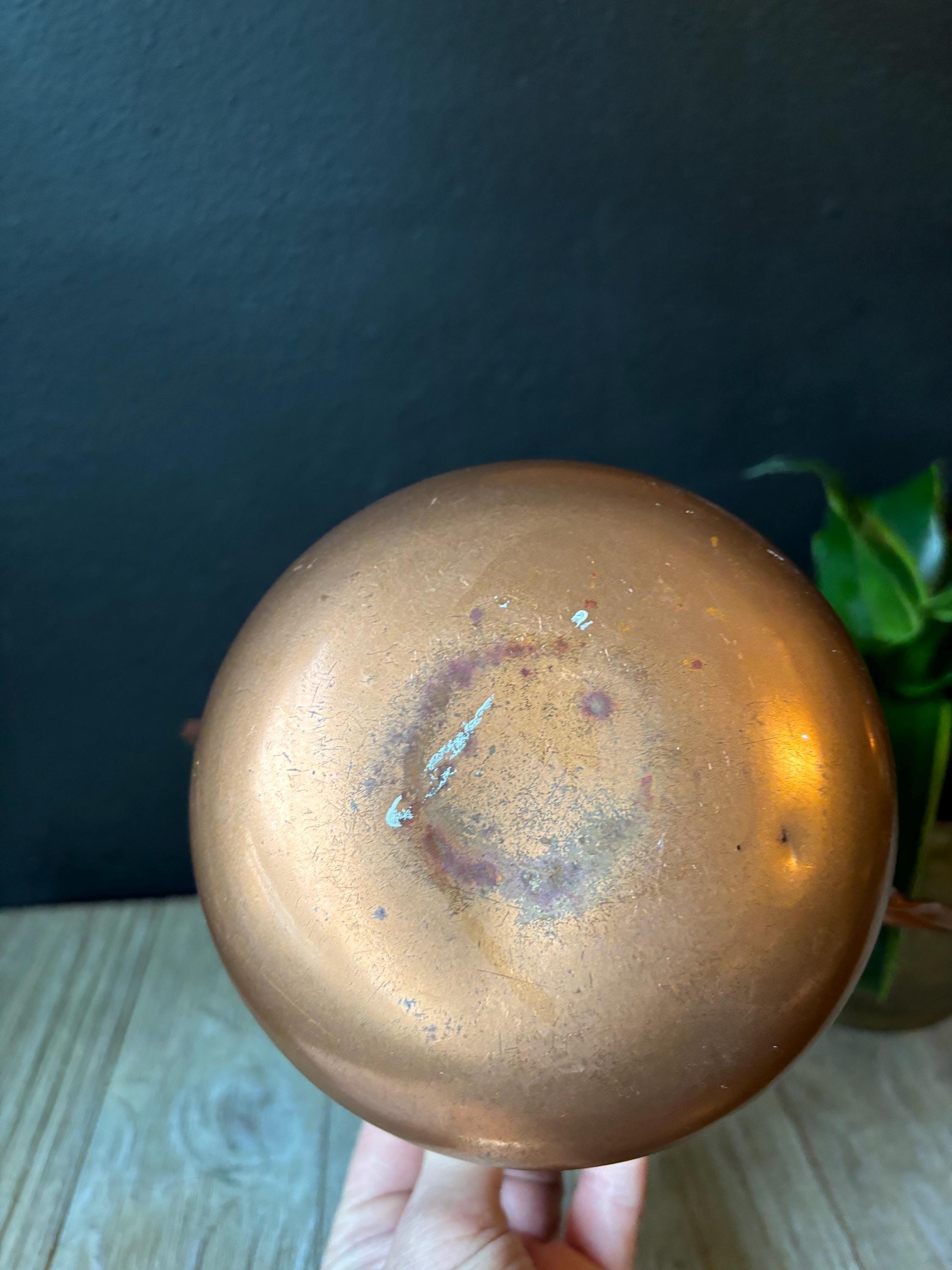 Vintage Copper Water Jug, Spittoon, Vase With Handles, Etched Copper ...