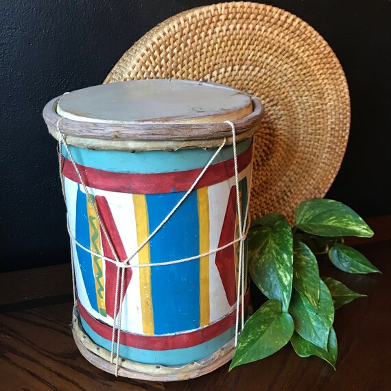 Vintage Tribal Hand Made Drum Hand Painted Drum Boho Decor | Etsy