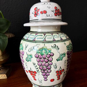 Vintage Turkish Ceramic Ginger Jar, Decorative Jar With Grapevine ...