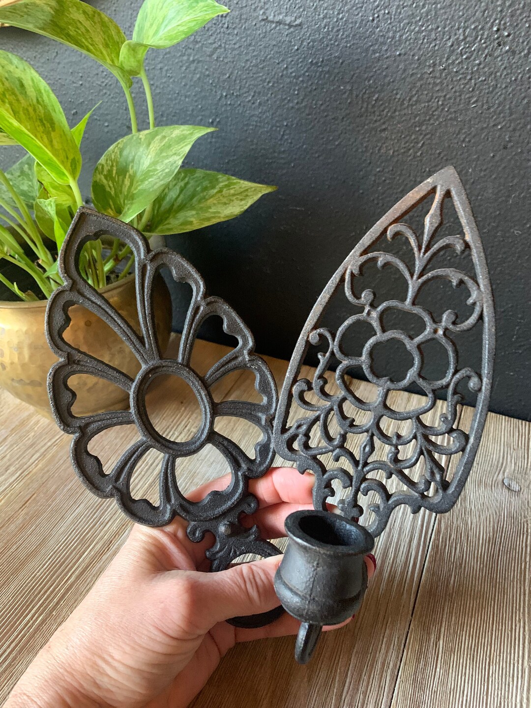 Vintage Cast Iron Trivets | Set of Two | Black Metal Decorative Trivets ...