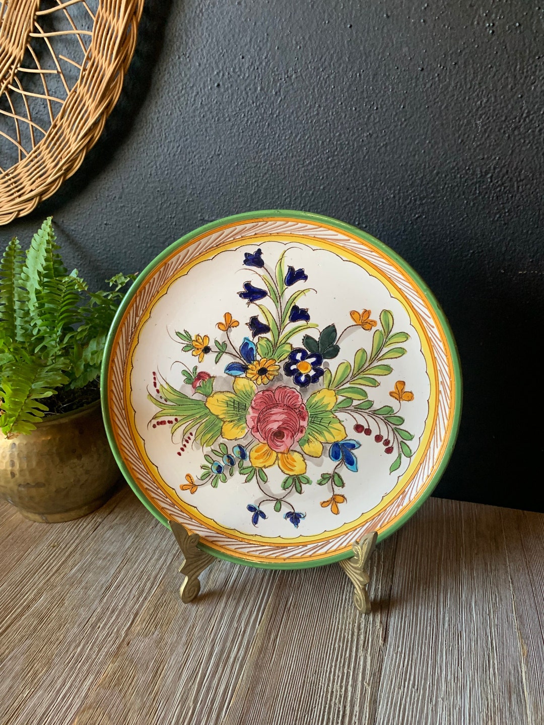 Vintage Ceramic Decorative Floral Plate Handmade in Italy | Collectors ...
