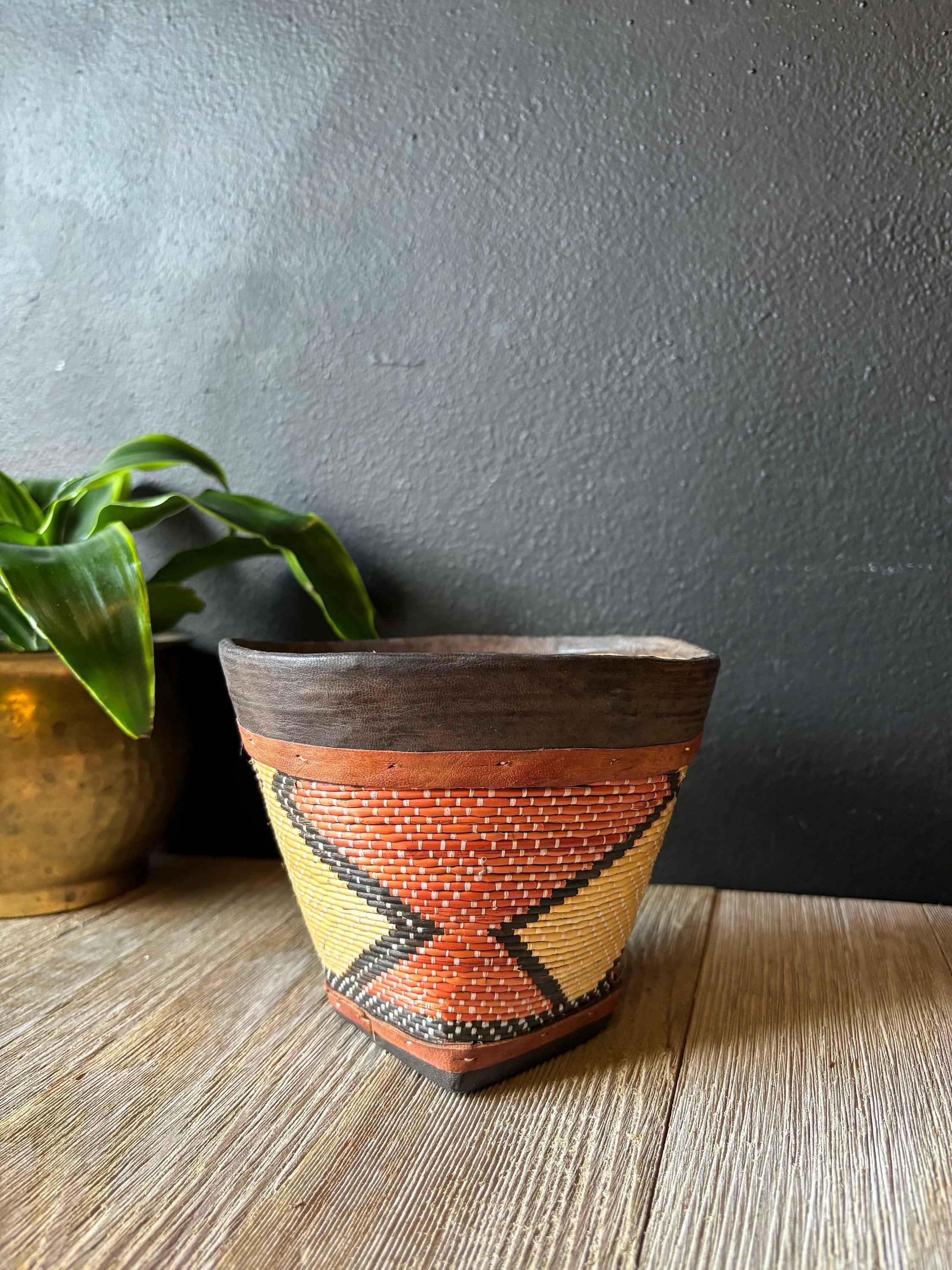 Vintage Woven Tribal Basket, Small Planter Basket, Indigenous Hand ...