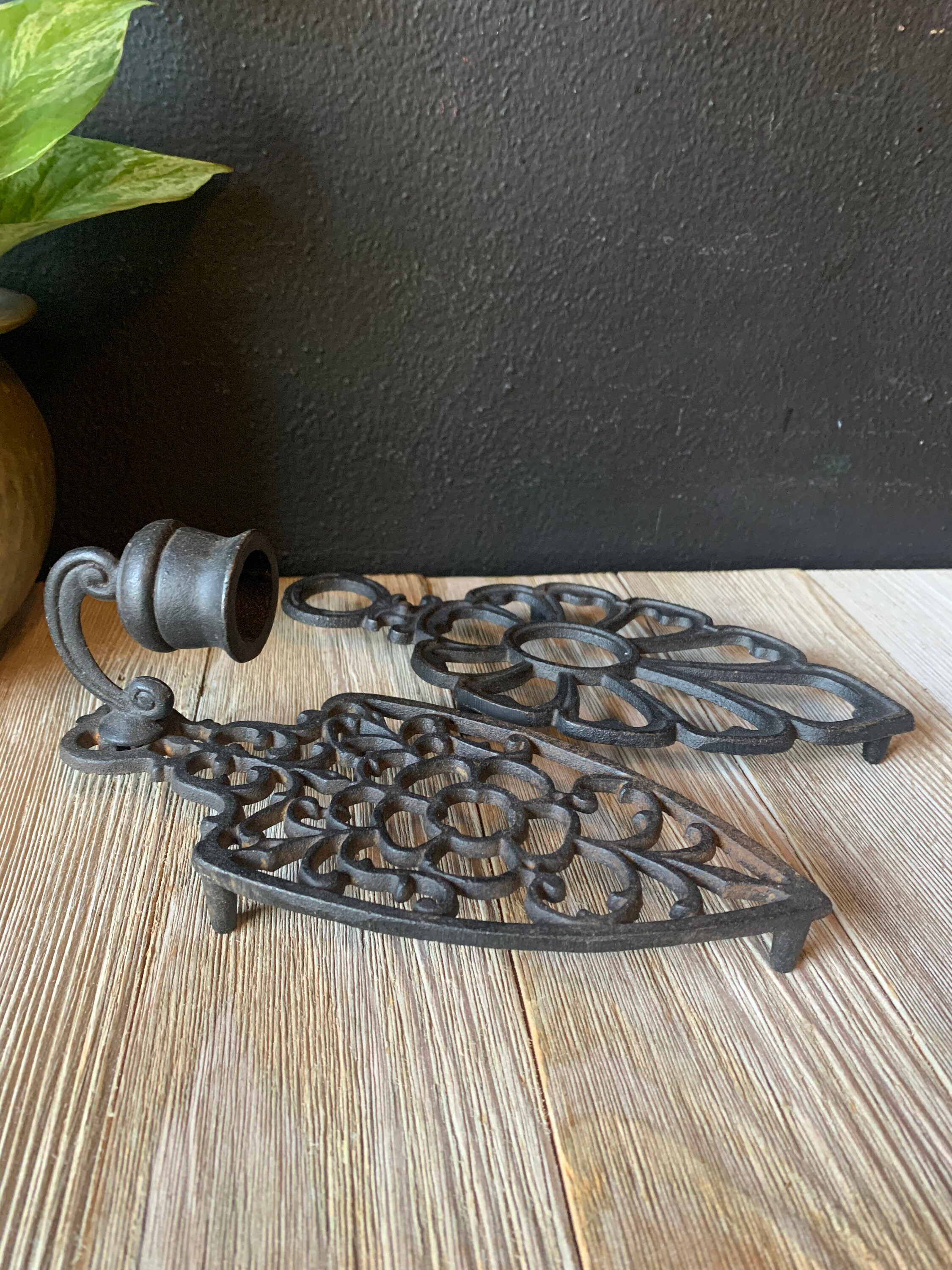 Vintage Cast Iron Trivets Set of Two Black Metal Decorative Trivets ...