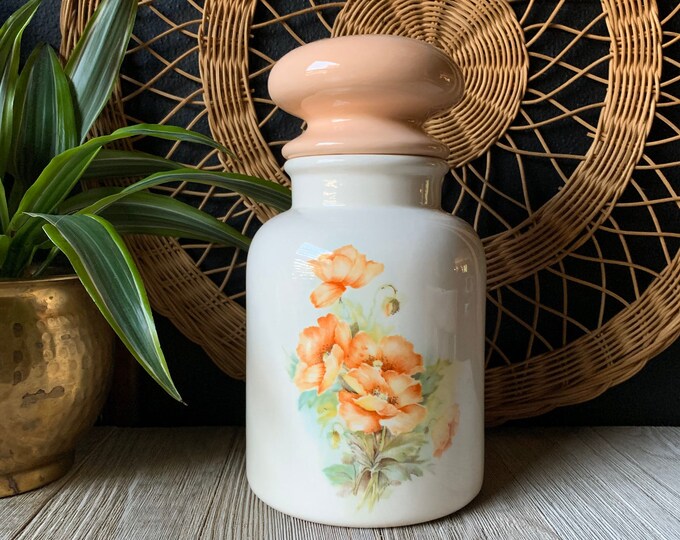 Vintage Ceramic Flour Canister | Floral Detail Canister | Sugar ...