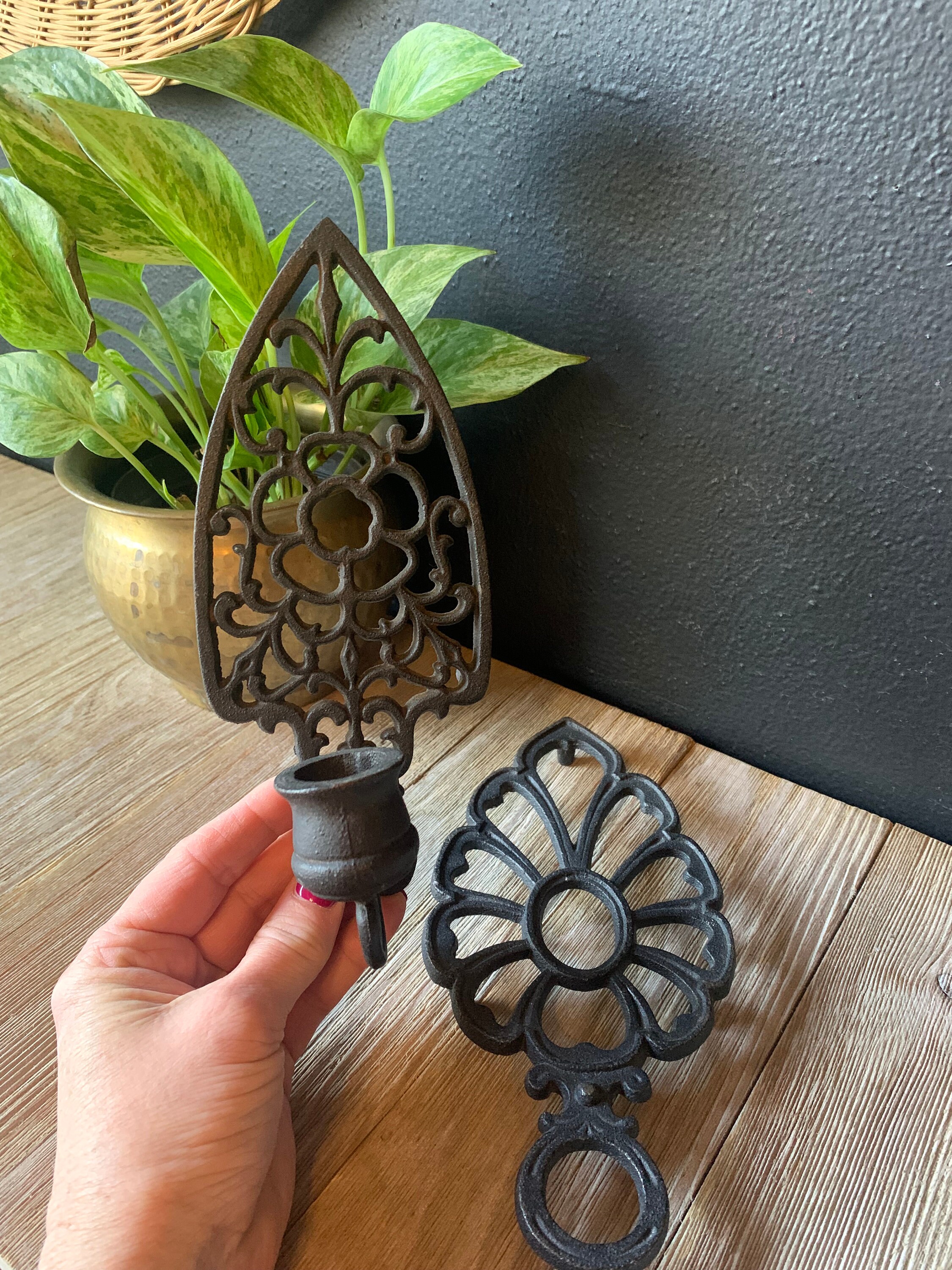 Vintage Cast Iron Trivets Set of Two Black Metal Decorative Trivets ...