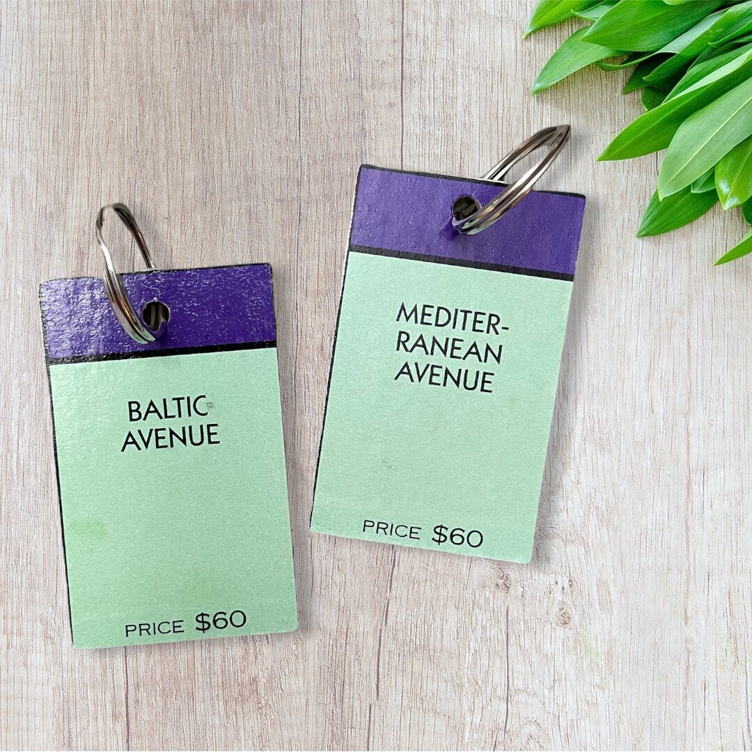 Monopoly Board Keychain Mediterranean Avenue, Baltic Avenue - Etsy