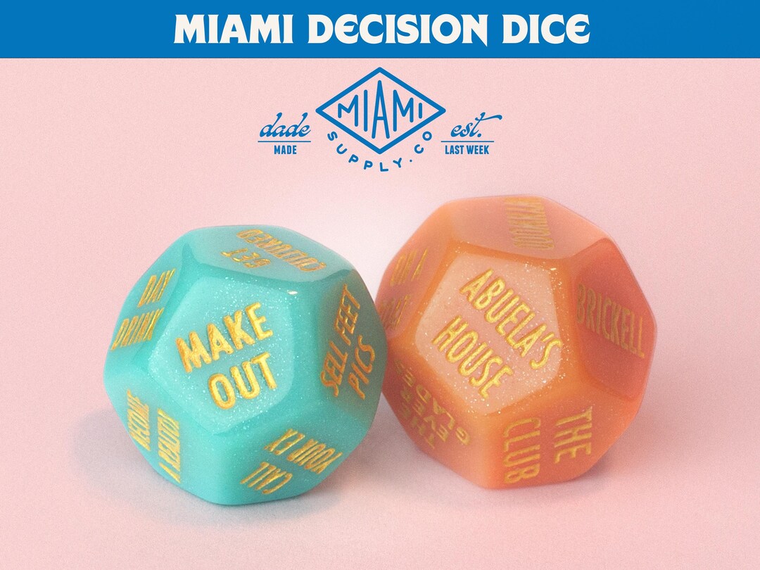Miami Decision Dice – 305 Miami Dade County Gift, Souvenir, Game. What ...