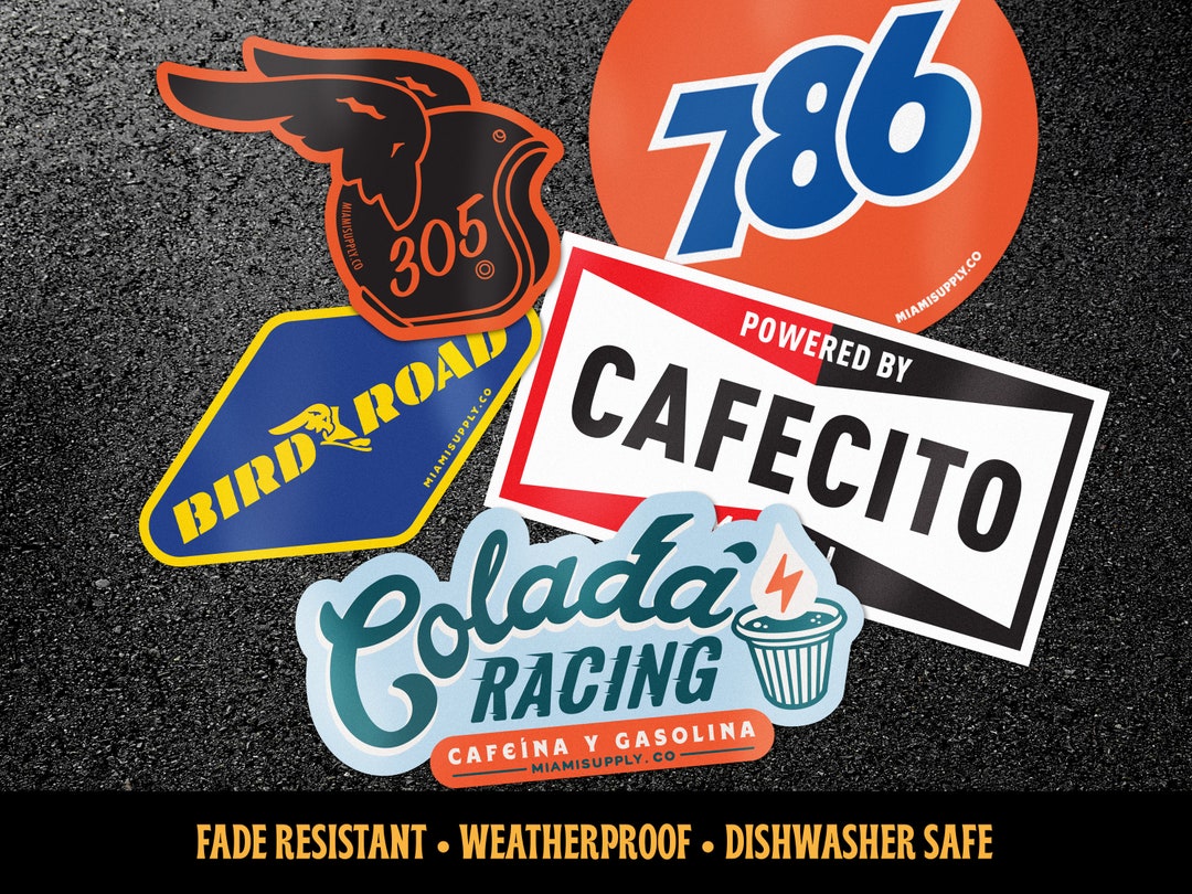 5-pack of Miami Racing Stickers, Motorsports 305, Automotive Cuban ...