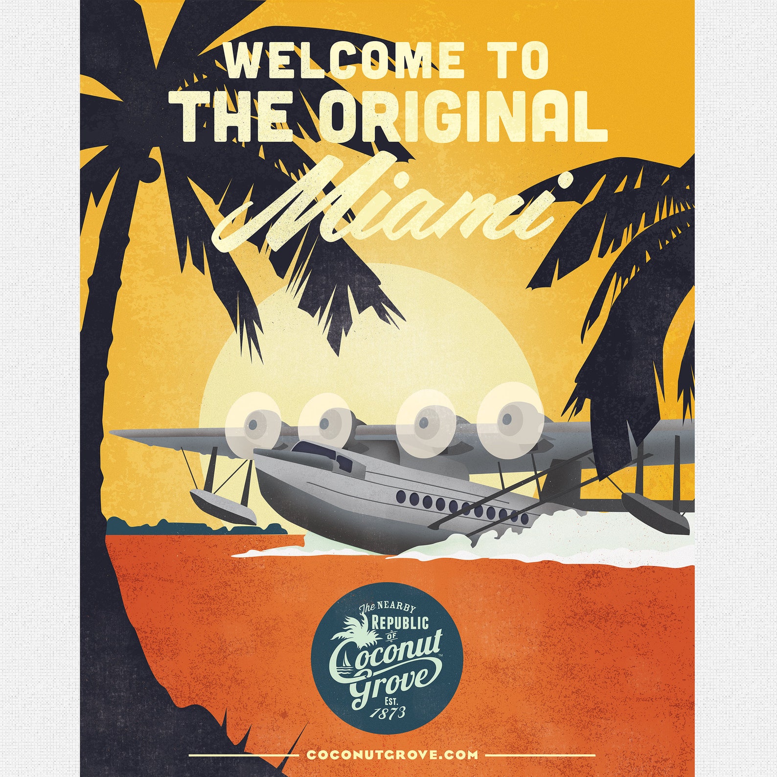 Coconut Grove Poster- "the Original Miami" Seaplane Art Print 11"x14 ...