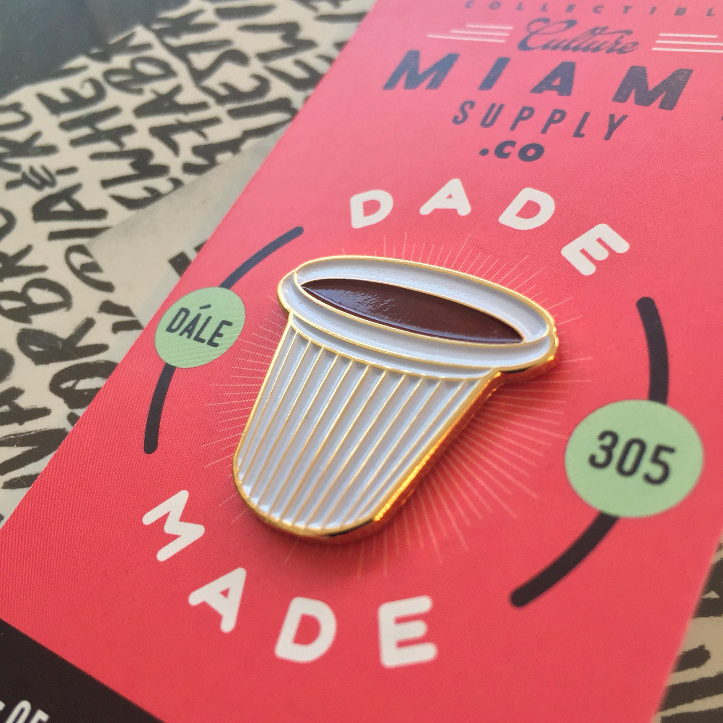 Gold Cafecito Pin - Miami / Cuban Coffee Colada Enamel Pin - Etsy