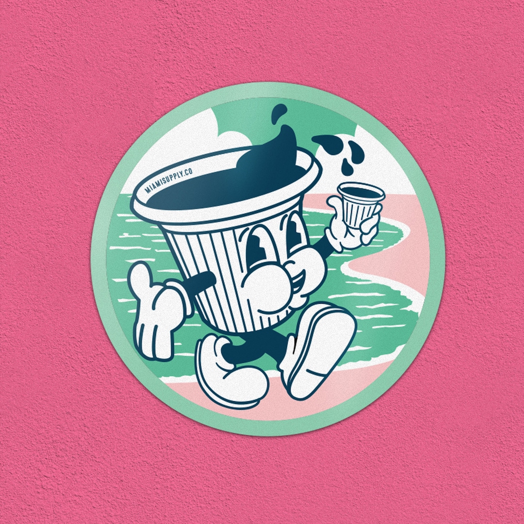 Miami Cafecito Boy Sticker- Cuban Coffee Sticker - Cafe Colada Art - Etsy