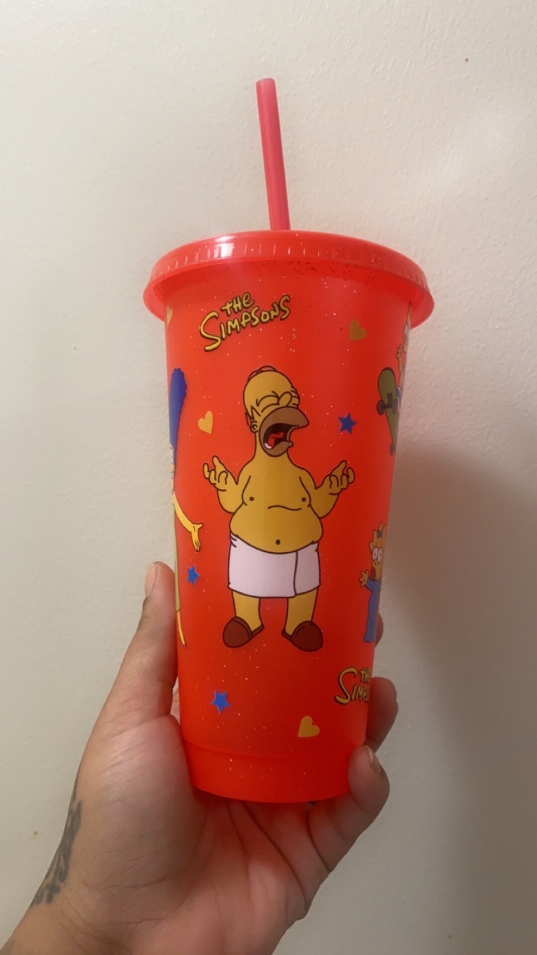 Red Simpsons Cold Cup With Glitter 24oz - Etsy
