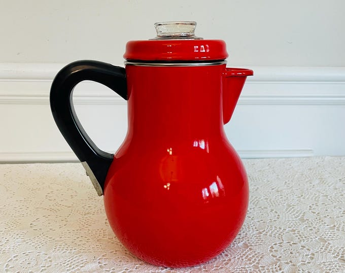 Vintage Red Enamel Percolator Coffee Pot - Etsy