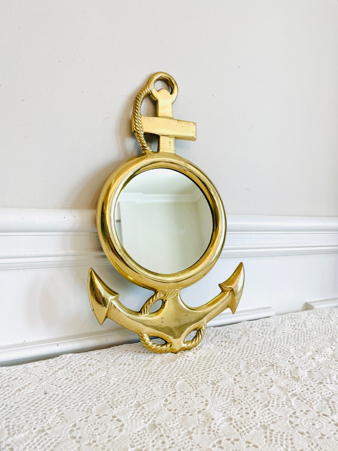 Brass Anchor Mirror, Nautical Decor Mirror - Etsy