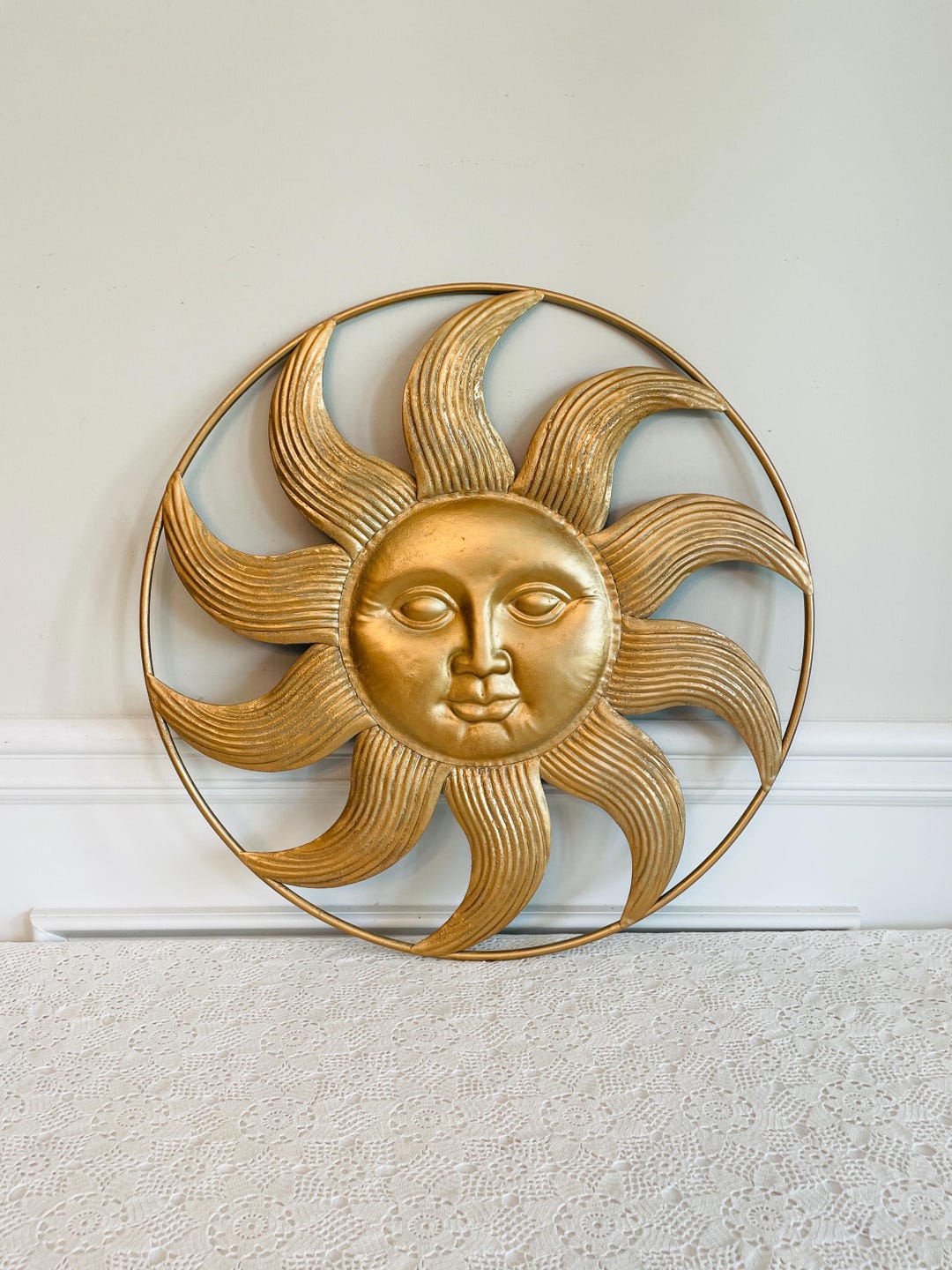 Large Gold Metal Sun With Face, Celestial Decor, Whimsygothic - Etsy