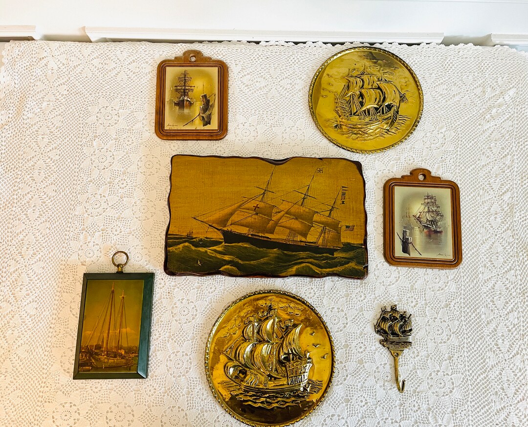 Vintage Ships Wall Decor Lot, Lot of Nautical Decor, Curated Nautical ...