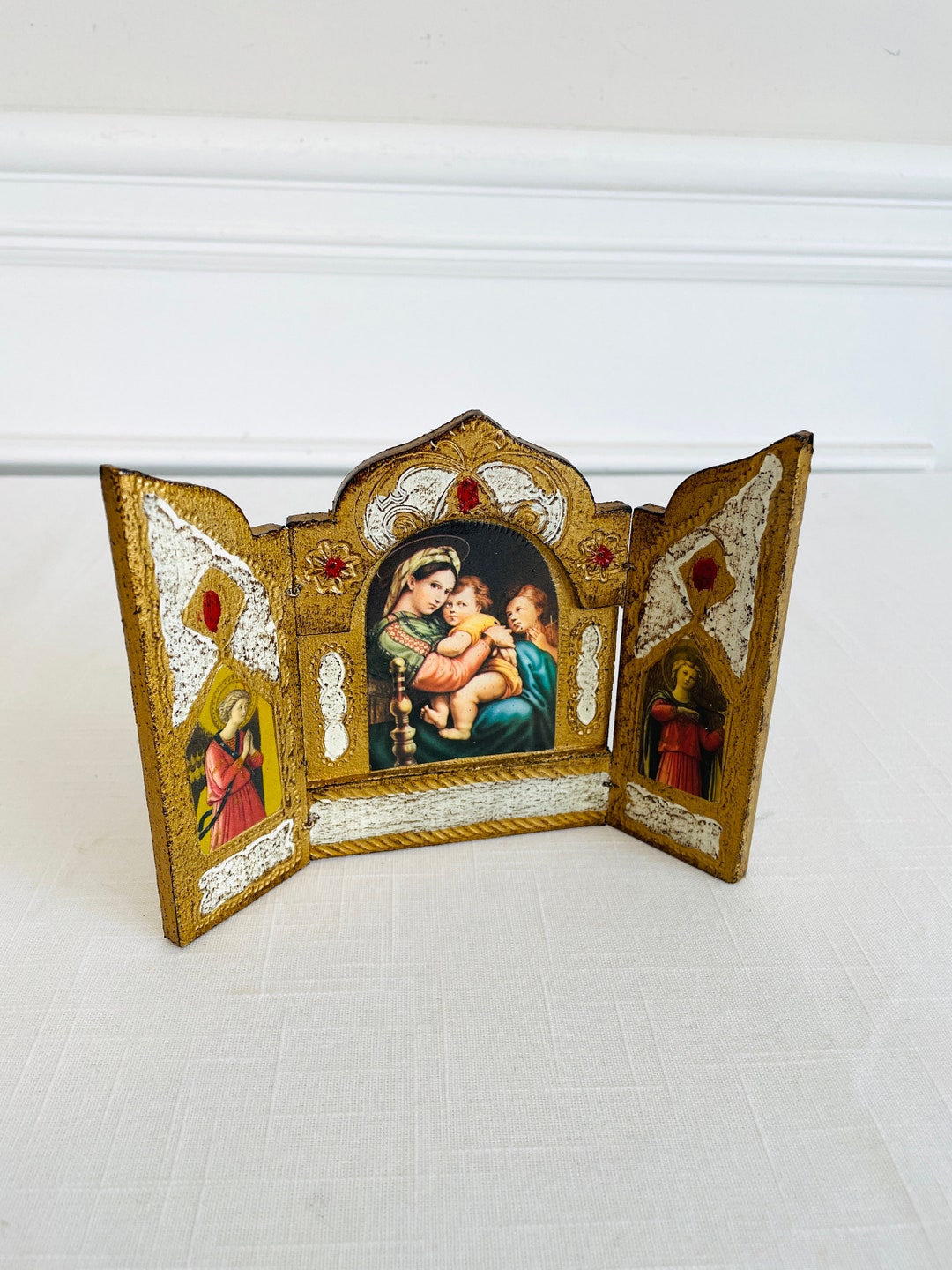 Vintage Florentine Triptych, the Madonna, Petite, Made in Italy - Etsy