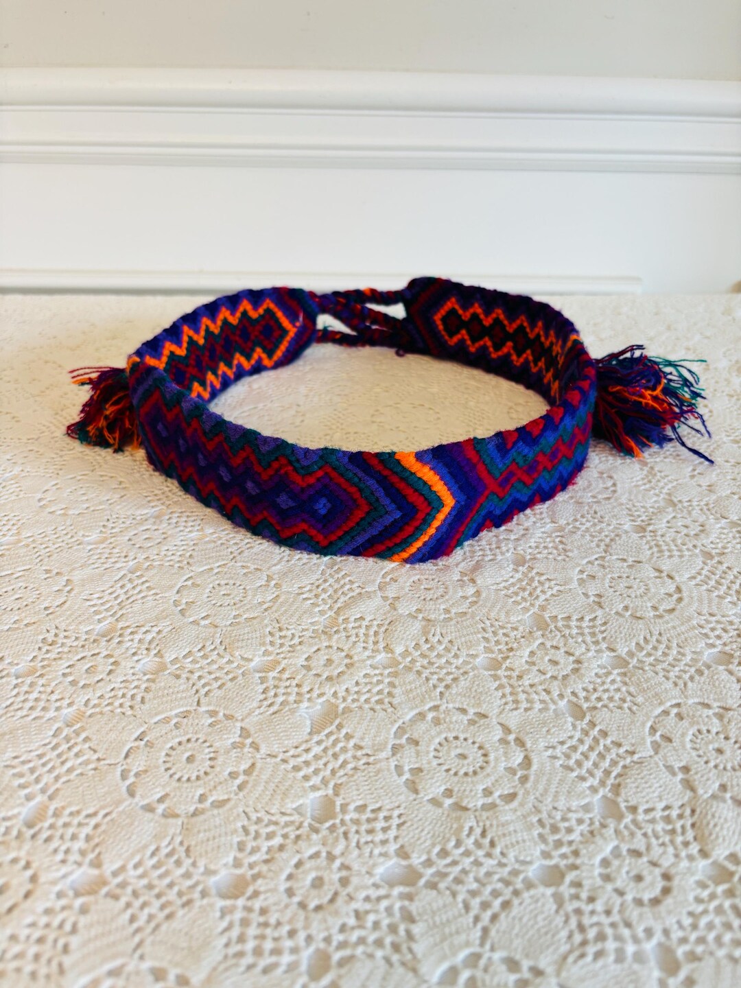 Vintage Colorful Woven Belt, Friendship Bracelet Style Belt, Mexican ...