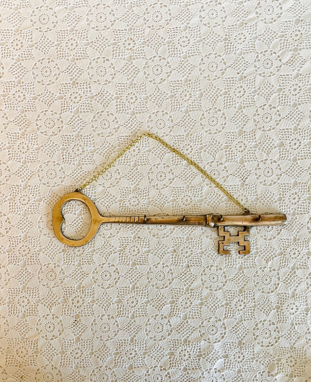 Large Brass Key With Key Hooks - Etsy