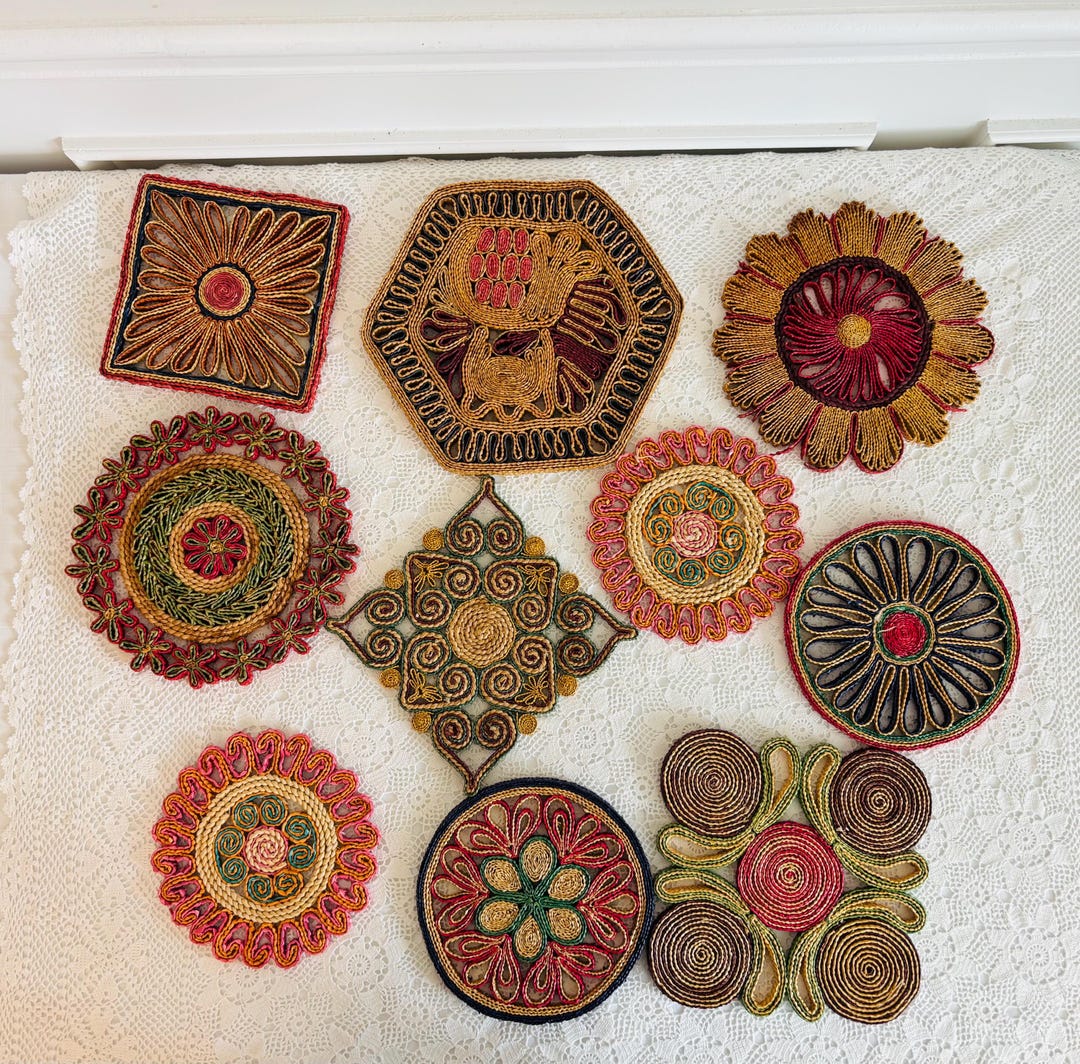 Set of 10 Vintage Raffia Trivets, Basket Wall Trivets - Etsy