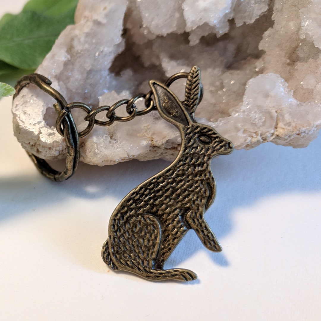 Hare Keyring, Moon Gazing Hare Keychain, Pagan Keyring, Pagan Keychain ...