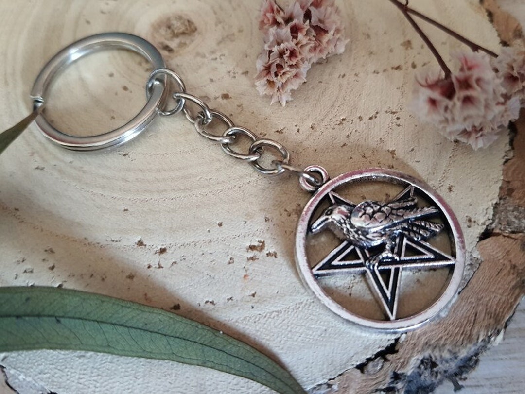 Raven Pentacle Keyring, Pentagram Pagan Keychain, Witchy Goth Gift - Etsy